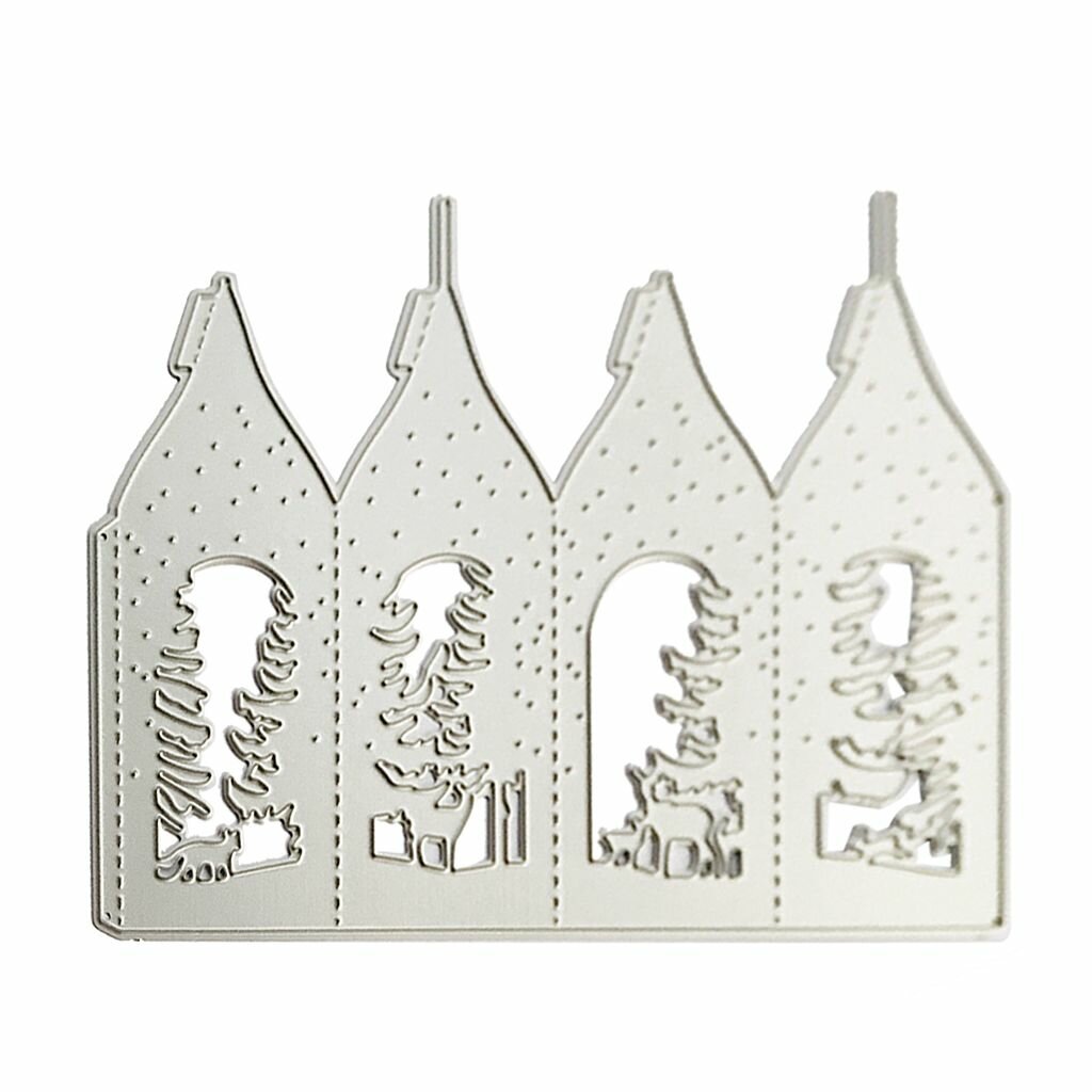 Шаблон для вырезания "Олень и ёлка", Серебро
