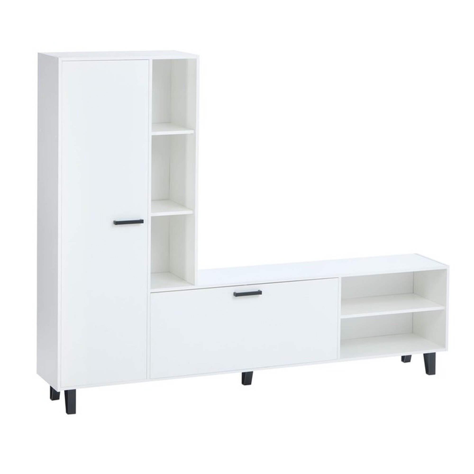 Гостиная Клик Мебель Анриал, ЛДСП, белая, 2100×350×1700 мм, современный стиль