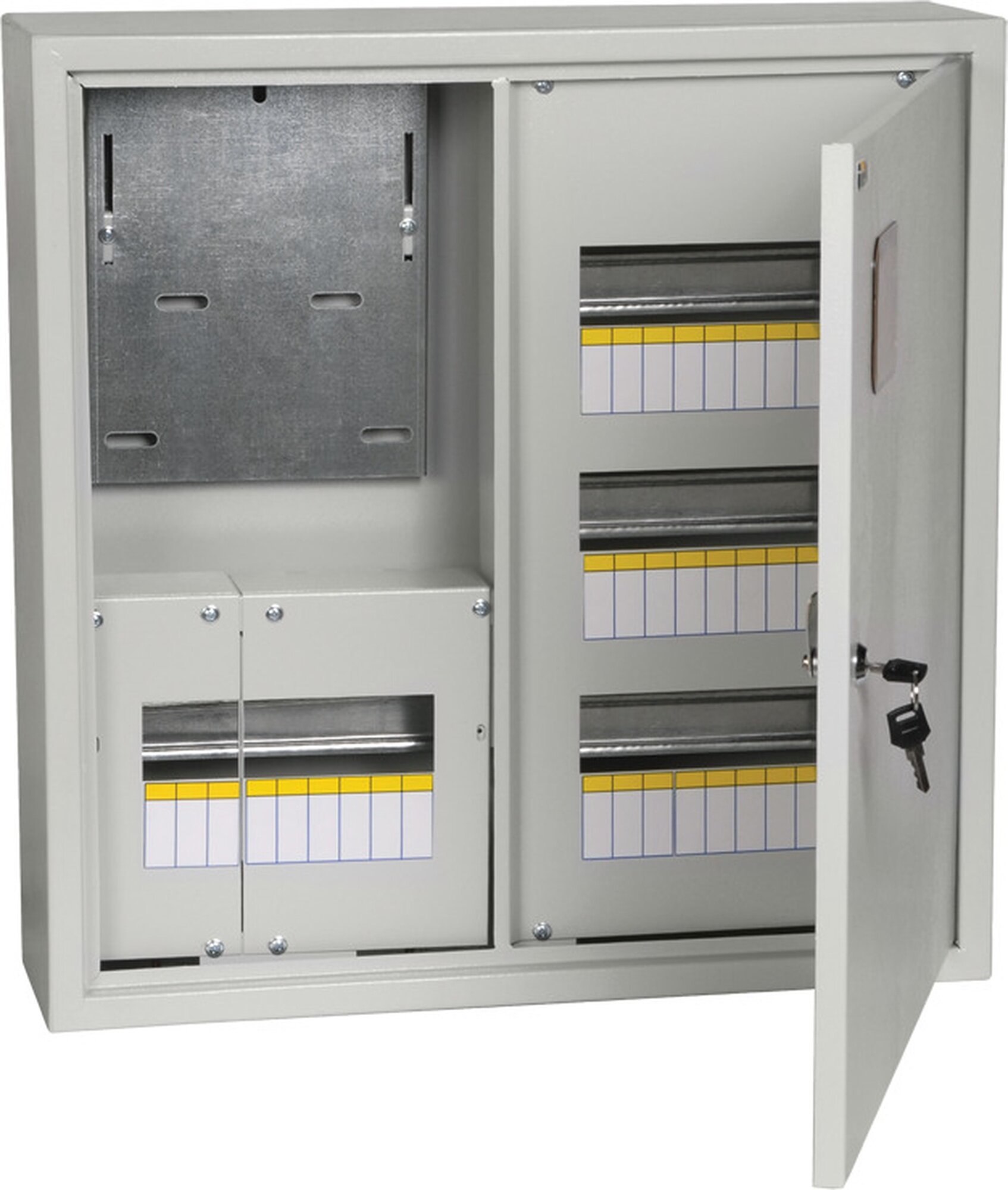 Щит распределительный IEK TITAN ЩУРн-3/36, металл, 36 модулей, навесной, серый, IP31, 560х550х165, замок с ключом