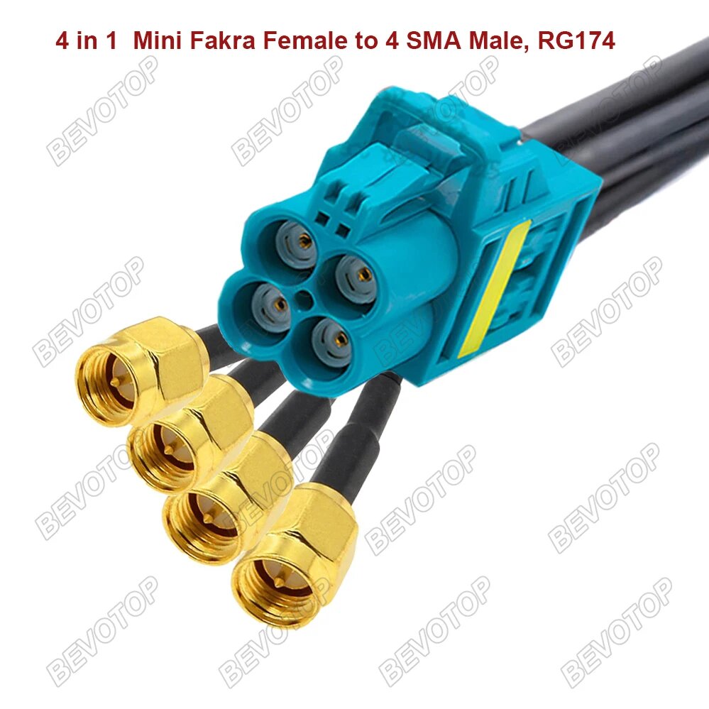 Кабель MiniFakra BEVOTOP RSBG RG174 50 Ом 50CM, miniFemale to 4 Male