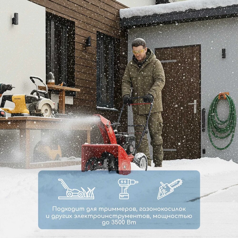 Удлинитель PROGIX PRO3, длина кабеля 30м, 1 розетка, IP44, черный — фото 1