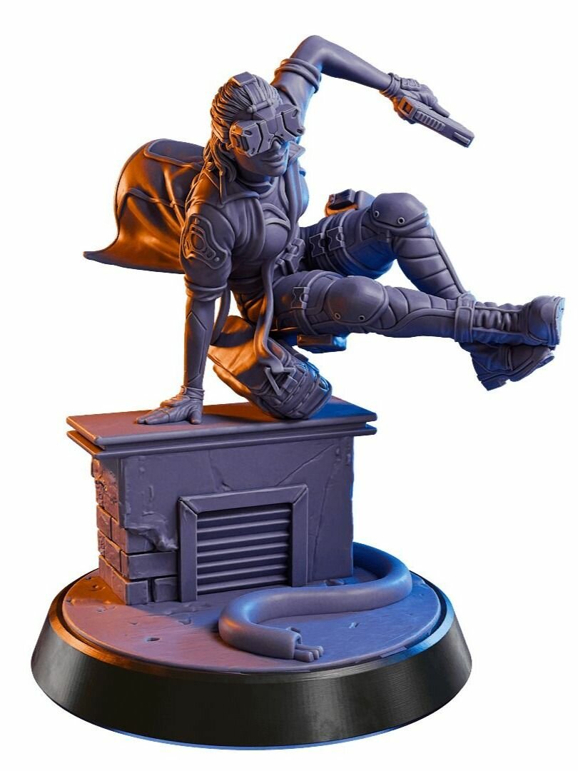 Техно-воровка (кибер -взломщица), игровая фигурка для раскрашивания (высота 56мм, база 30мм) Фэнтези Sci-fi миниатюра