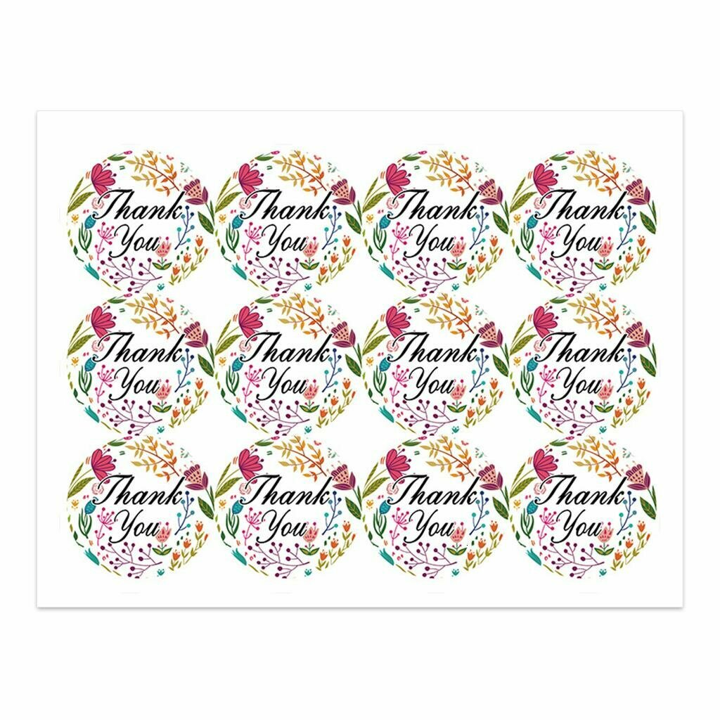 60 листов красочных наклеек с благодарностями в виде цветочных венков, которые можно сделать своими руками.