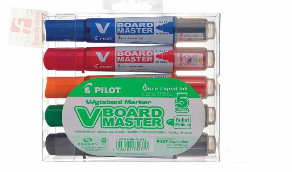 Набор маркеров Водный, толщина: 25 мм, 5 шт. для магнитно-маркерной доски, для флипчарта