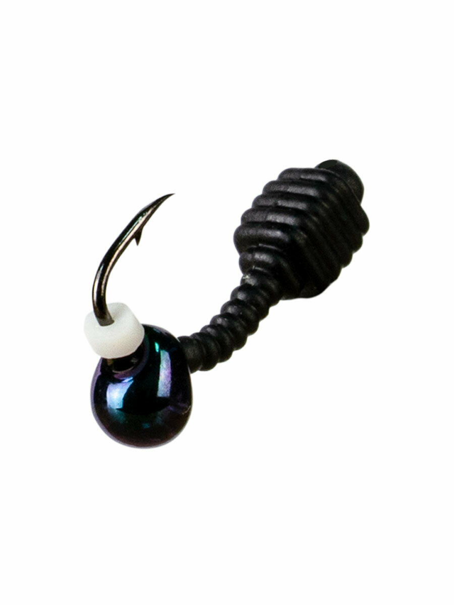 Мормышка безнасадочная (безмотылка) для летней и зимней рыбалки Личинка Куб "Левша-НН", 0,39 г, Drops бензин, крючок №4, чёрный / 3 шт.