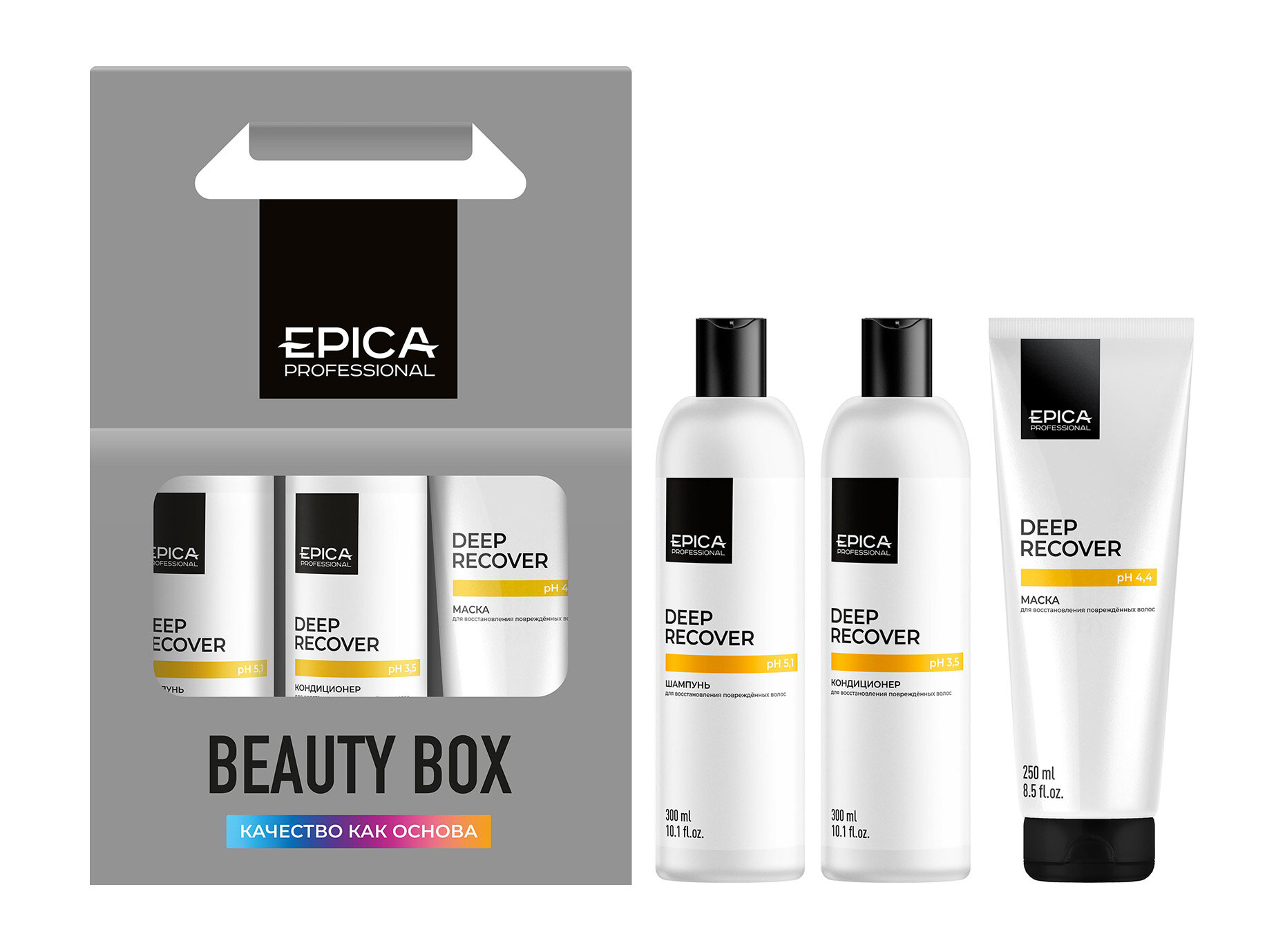 EPICA PROFESSIONAL Набор для волос Deep Recover (Шампунь 300 мл + Кондиционер 300 мл + Маска 250 мл)