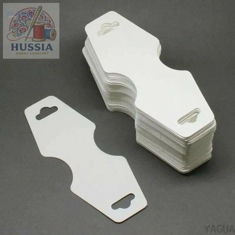 Картонные бирки для украшений 124х47 мм, 100 шт, белые