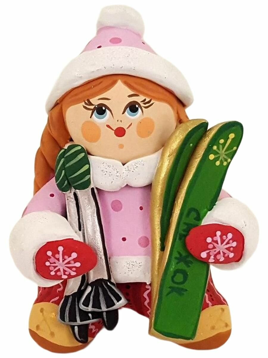 Свисток, Девочка-2, Ковровская глиняная игрушка, ручная авторская работа