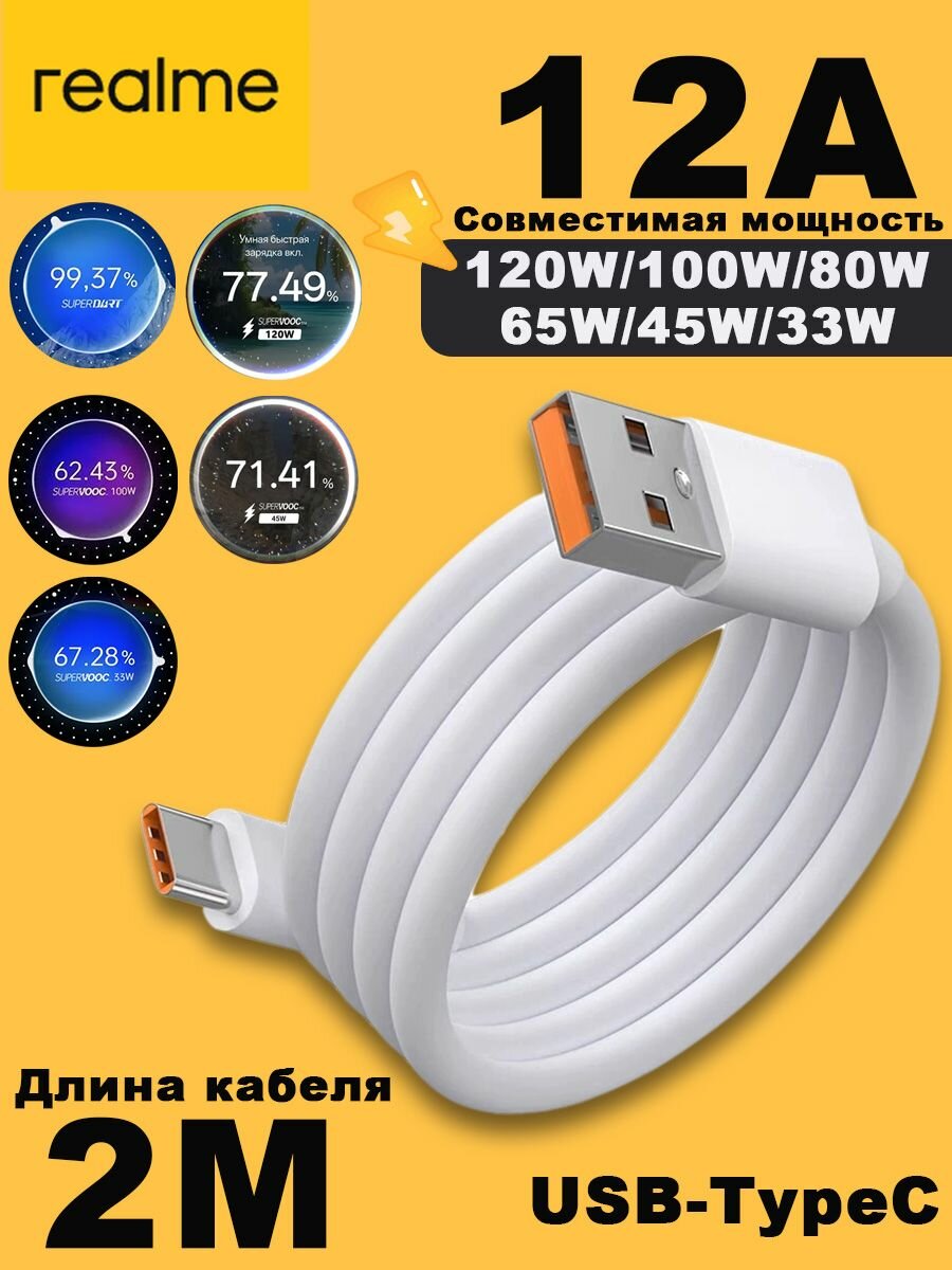 Realme 12A Кабель питания USB Type-C, 2 м, белый
