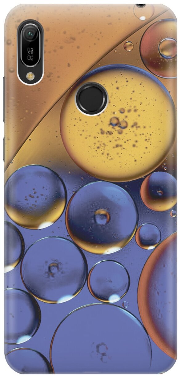 Силиконовый чехол на Huawei Y6 (2019), Y6 Prime (2019), Honor 8A, 8A Pro, Хонор 8а, Хонор 8а Про, Хуавей У6 2019 "Сине-желтые пузырьки"