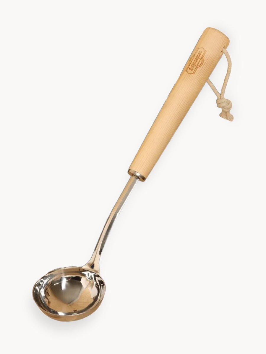 Ковш-черпак Добропаровъ, для бани, дерево, металл, серебристый, 0,1 л