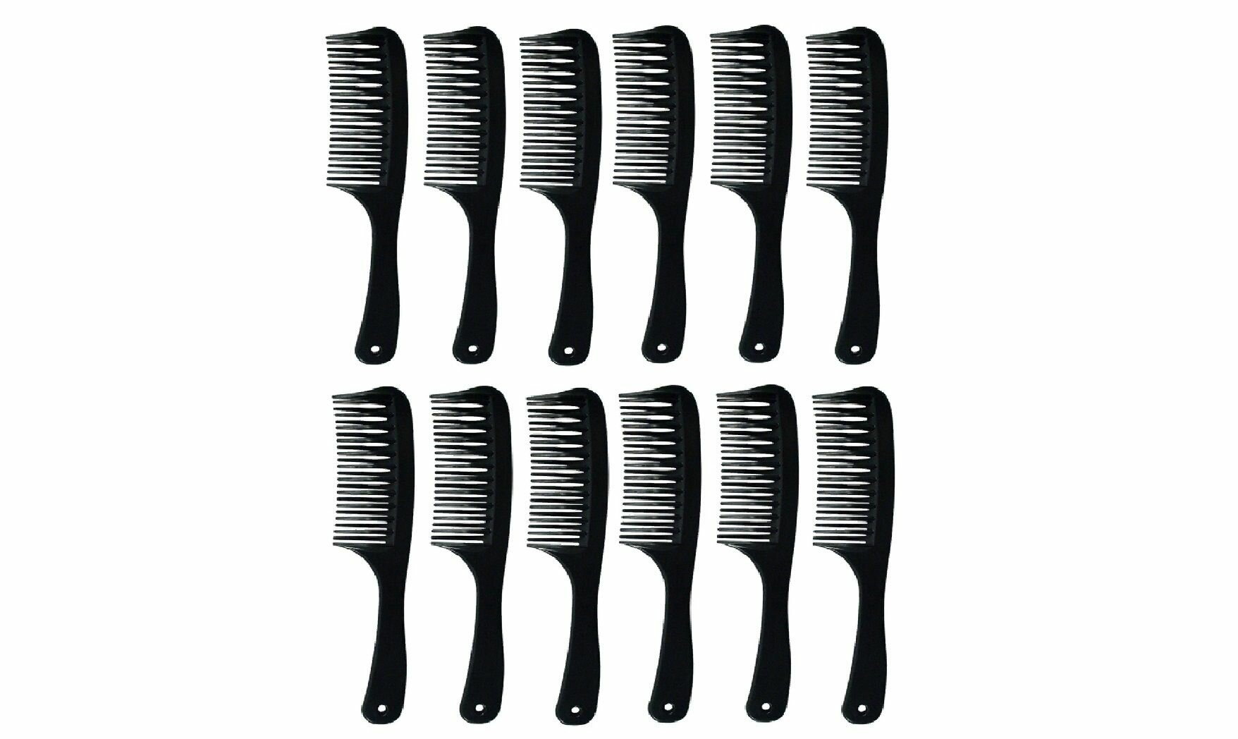 LEI Гребень пластиковый черный 041 с ручкой, 12 штук