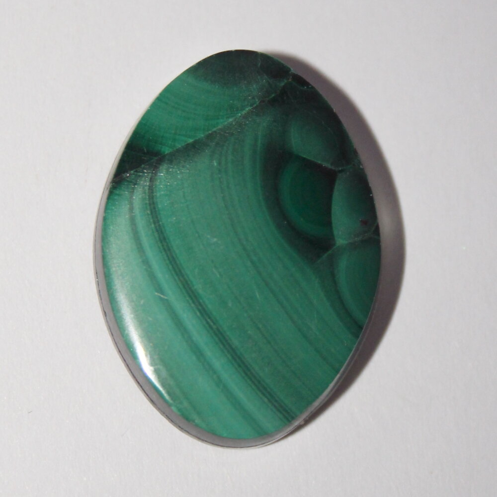 Малахит кабошон, натуральный камень, 26х19х4 мм, Урал, "True Stones"
