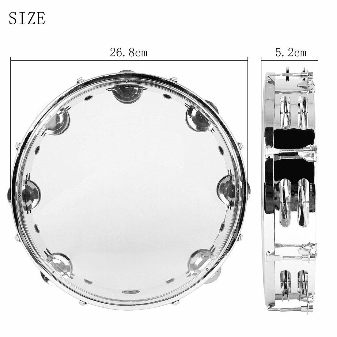 2026 Оптовая продажа 10inch Самонастраиваемый ручной тамбурин с нержавеющим стальным кольцом, двойной ряд, ручной барабан для детей и взрослых, ударный инструмент