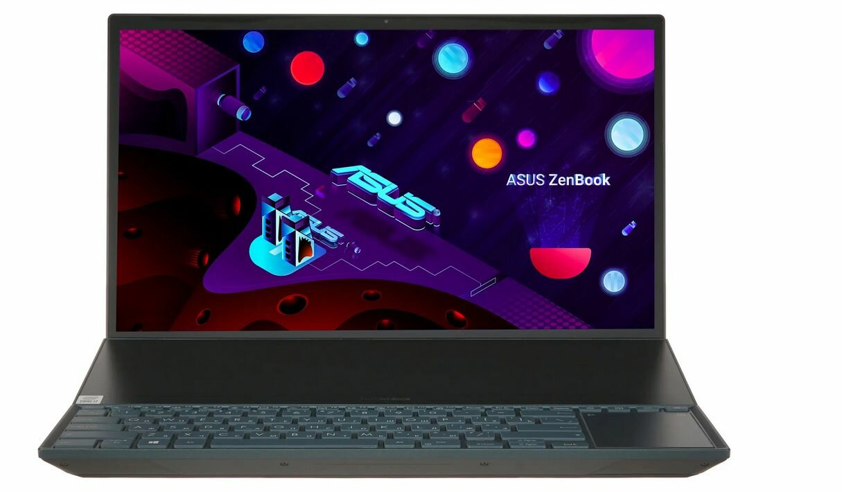 15.6" Ноутбук ASUS ZenBook Pro Duo 15 OLED UX582HM-H2033W (90NB0V11-M001U0) синий - 3840x2160, OLED, Intel Core i7 11800H, ядра: 8 х 2.3 ГГц, 16 ГБ, SSD 1024 ГБ, GeForce RTX 3060 для ноутбуков - 6 ГБ