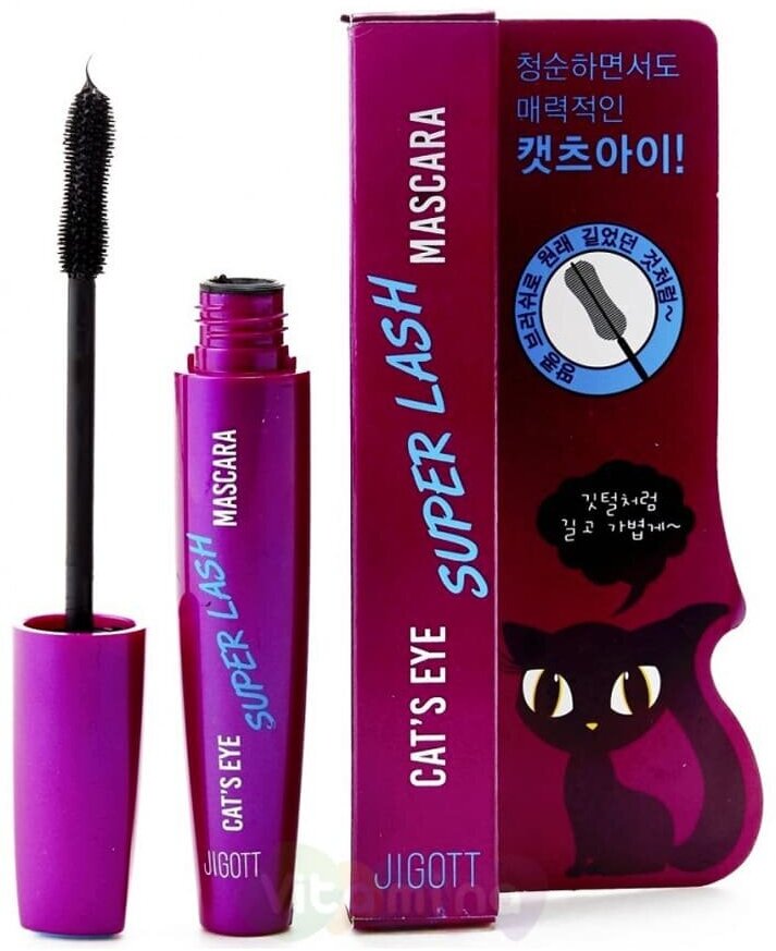 Jigott Cat's Eye Super Lash удлиняющая тушь для ресниц, черная 12 г