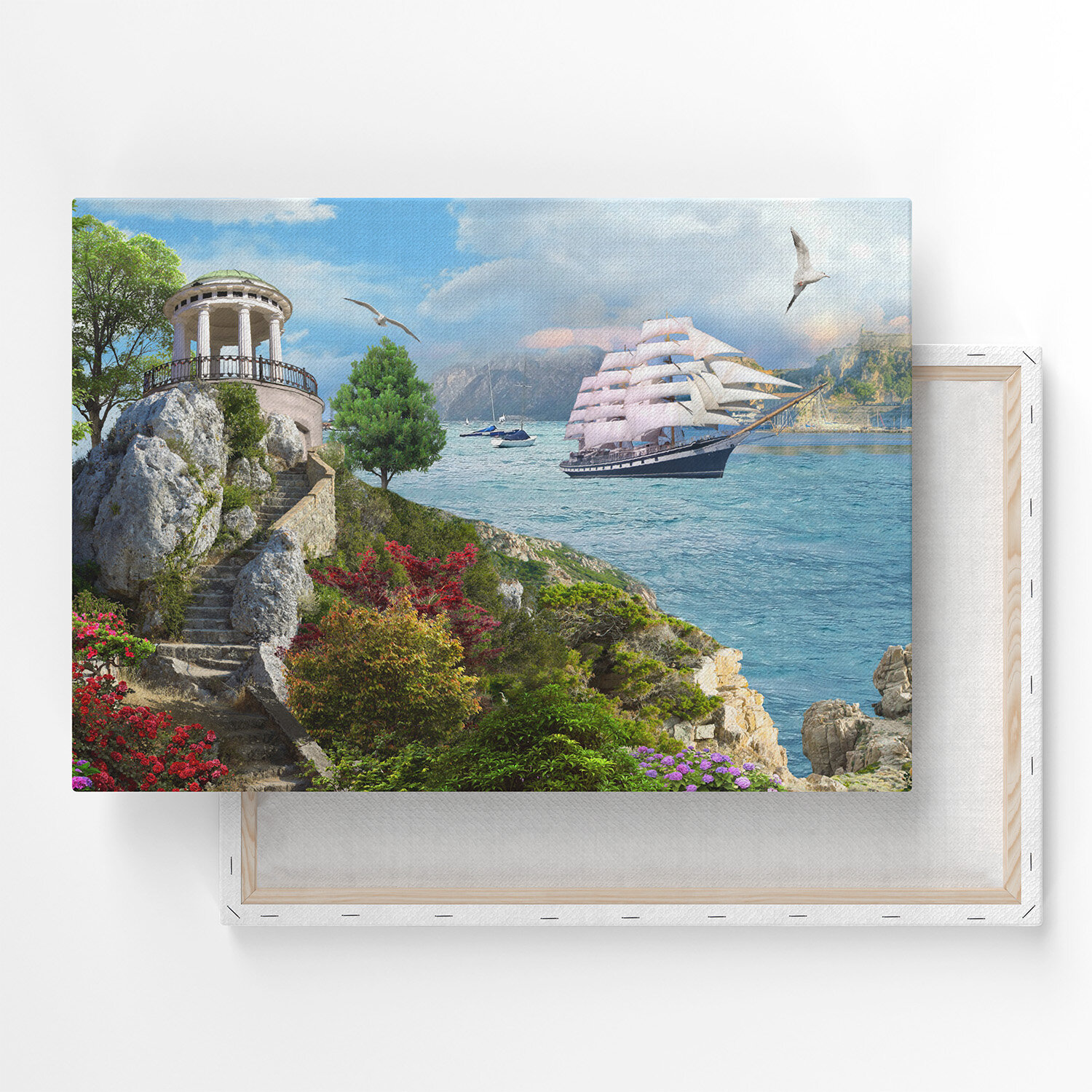 Картина на холсте, репродукция / Корабли в море / Размер 30 x 40 см