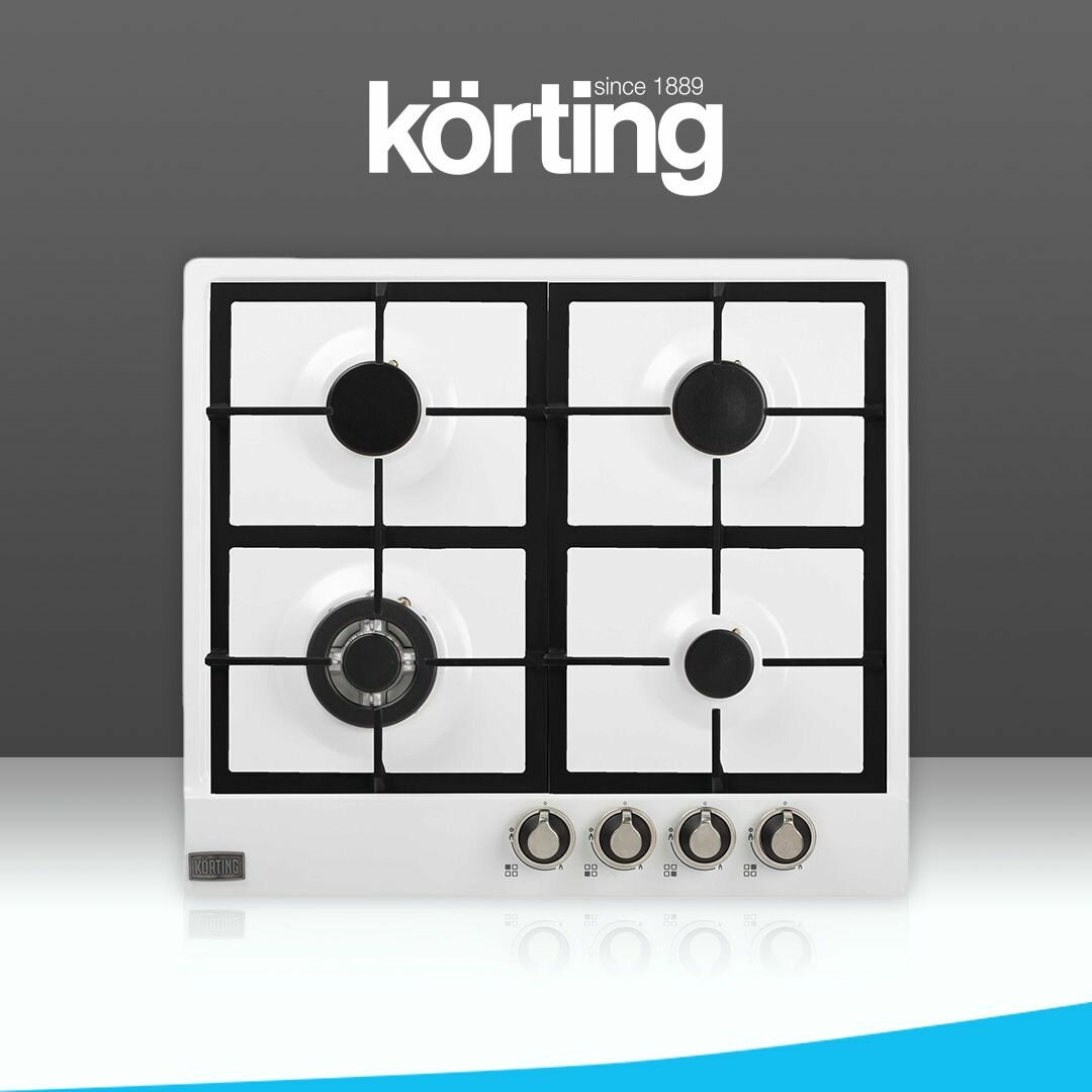 Газовая варочная панель Korting HG 661 CTSI ширина 60 см, 4 конфорки, WOK, электроподжиг, античный белый