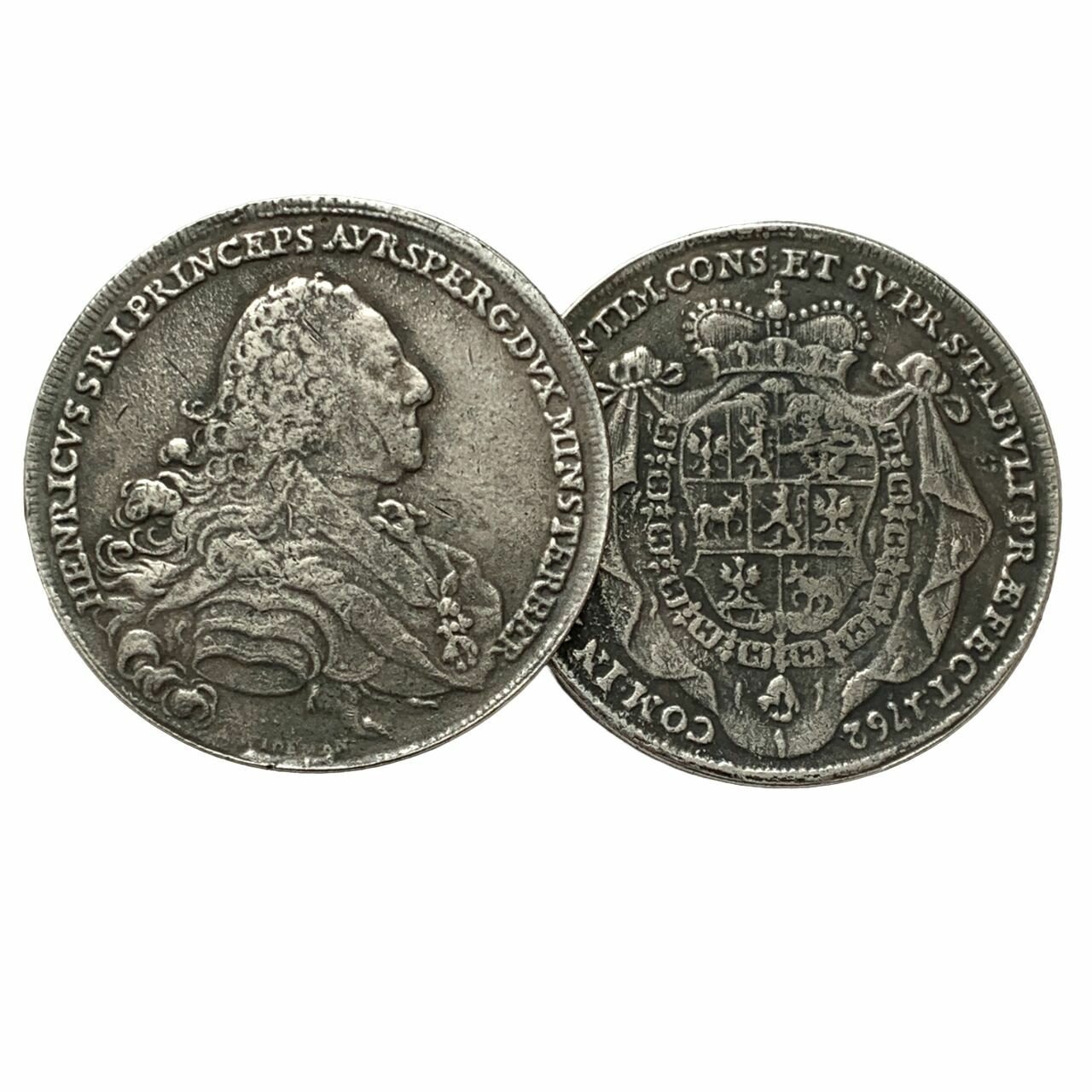 1 талер 1762 года. Германия. Генрих. Средневековая Европа. Вес 27 гр , диаметр 41 мм. Коллекционная монета.
