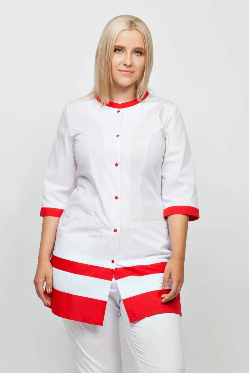 Женский рабочий жакет Фортуна из Тиси - Хлопок, полиэстер. Медицинская куртка, блузка - универсальная спецодежда для медицинских учреждений, бьюти сферы и пищевой промышленности