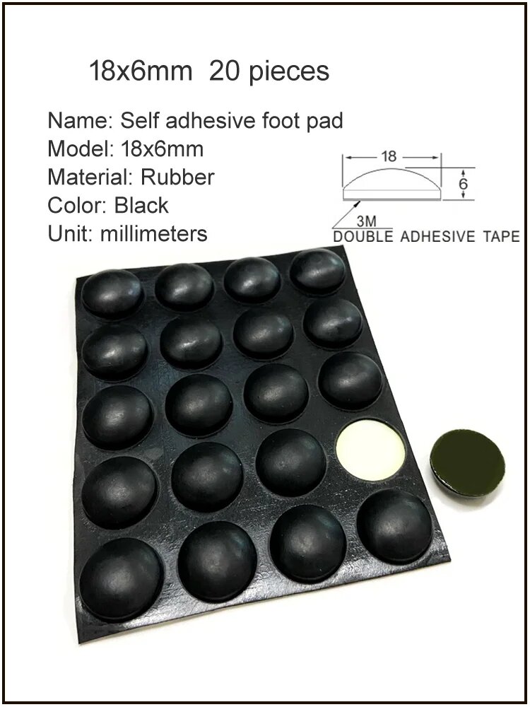 Черный буферный блок для предотвращения столкновений, резиновая самоклеящаяся подставка для ног, мебельный шкаф, электроприборы, противоскользящие ножки Темно-зеленый, 18x6mm 20pieces
