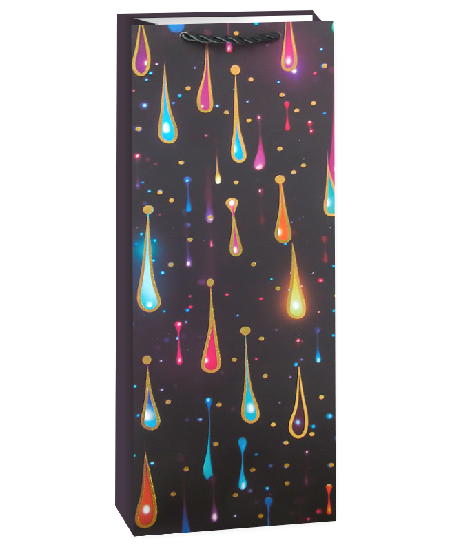 Пакет подарочный для вина, Сверкающий праздник, Дизайн №4, Ч