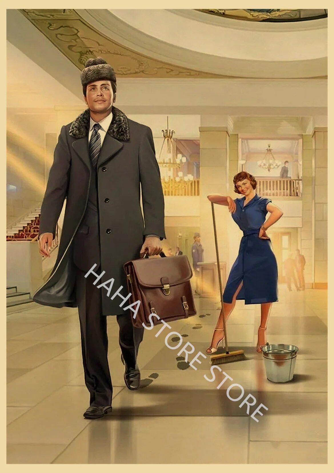 Советские постеры ZOUMAN Сталин ретро стиль крафт бумага 3, A3