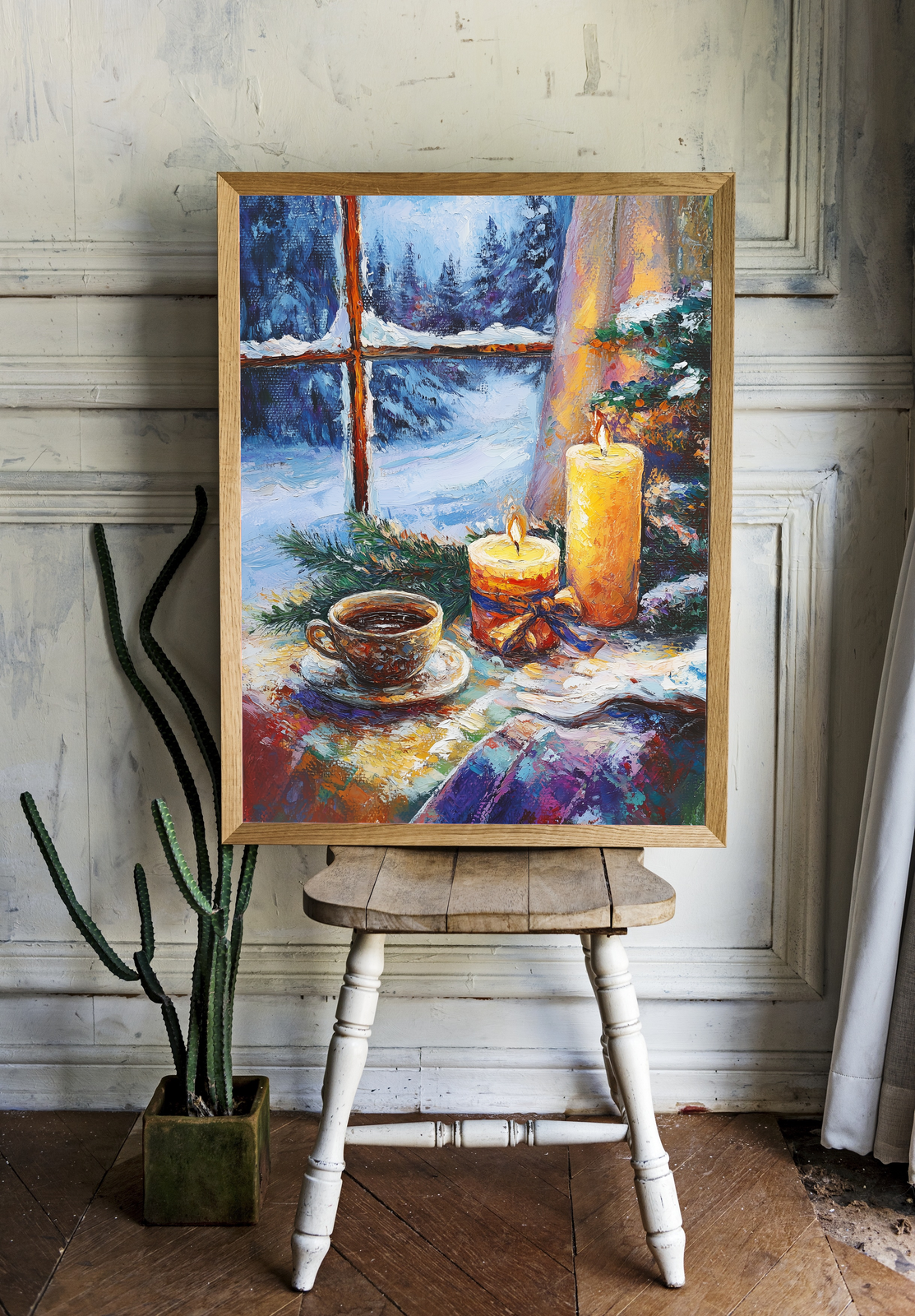 Постер "Зимний уютный вечер" 50x70 см в подарочном тубусе