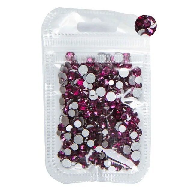 3D кристаллы для дизайна ногтей, стекло, синий/зеленый/розовый/белый опал, ss3-ss30 Fuchsia