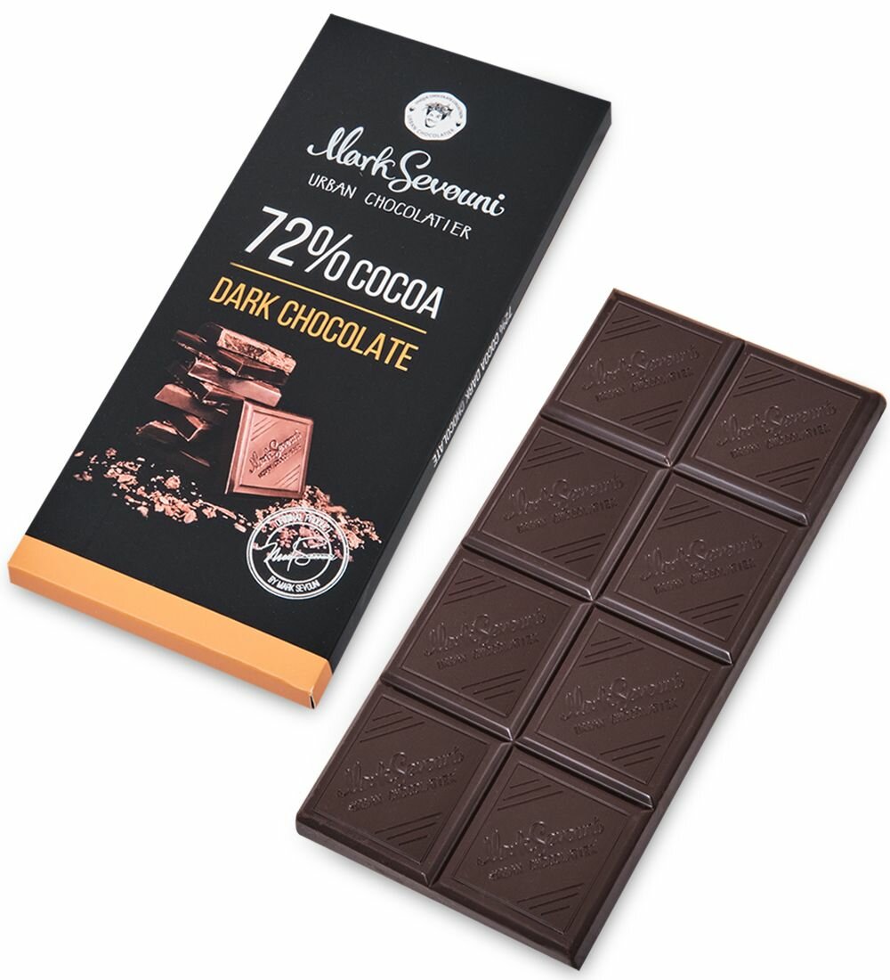 Плитка из 72% горького шоколада 90гр (Mark Sevouni)