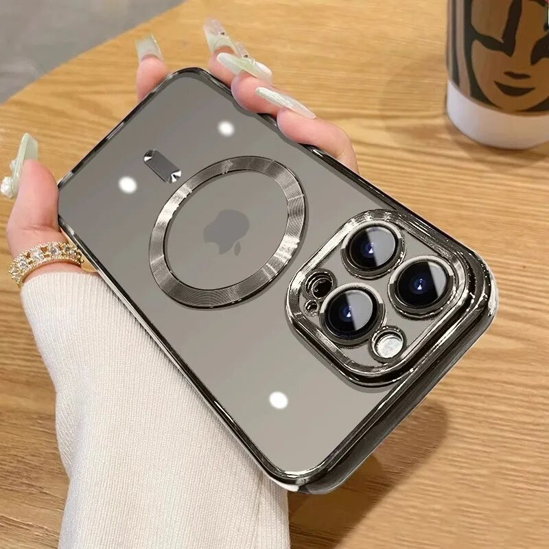 Новый Гальванизированный Magsafe беспроводной зарядный чехол для телефона iphone 15 14 13 12 11 pro max plus Защита камеры Магнитный чехол для iphone13 Pro (6,1 дюйма), Natural Titanium