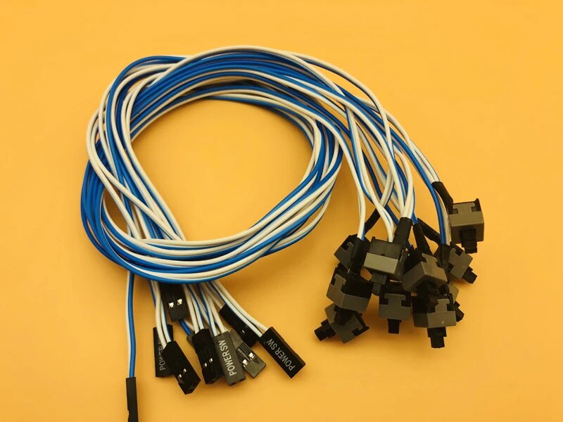 10 шт, 2-контактный, 50 см, кнопка вкл./выкл, кабель питания для ПК, кабель питания ATX, компьютерный выключатель, провод питания SW, кабель перезапуска для BTC Mining