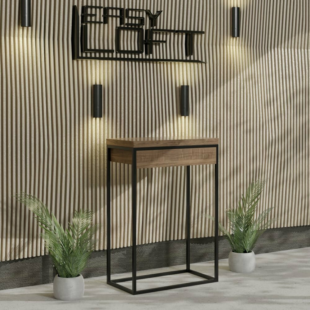 Консоль "EasyLOFT" в стиле лофт из массива дуба, для гостиной, с размерами 60х30х100 см