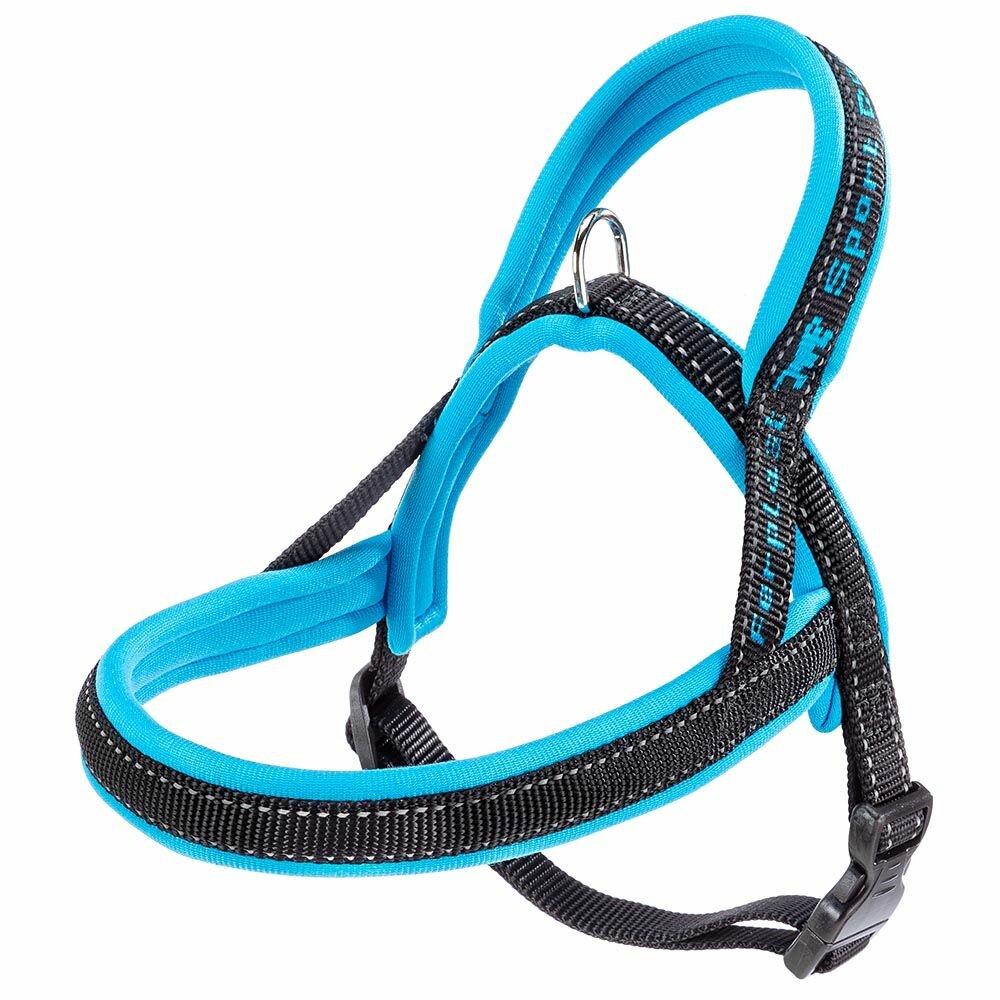 Шлейка для собак Ferplast SPORT DOG XS с адресником и мягкой подкладкой, светоотражающая, голубая