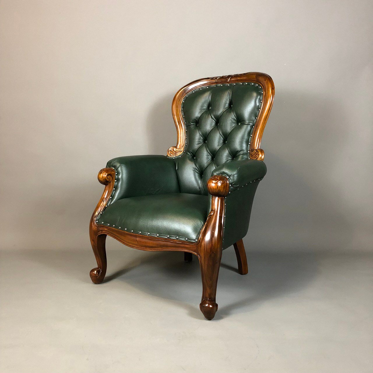 Кресло GRANDFATHER из красного дерева (mahogany wood), с кожаной обивкой, цвет орех LBW (коричневый) — фото 1