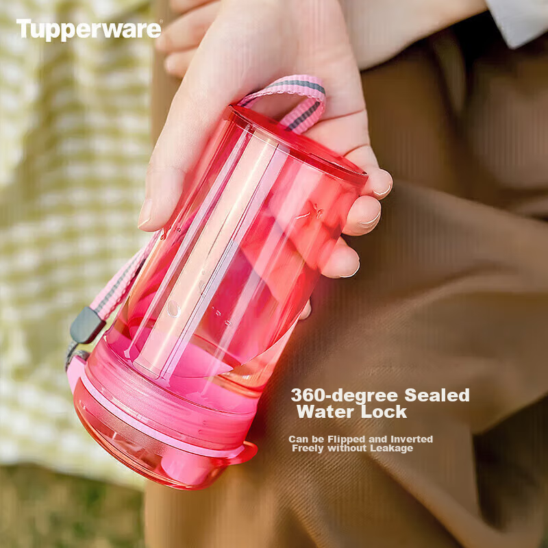 Tupperware Crystal Mini Plastic Cup 280ML, Dual-Drinking Portable Water Bottle for Men, Women, Students And Children, Sky Blue
