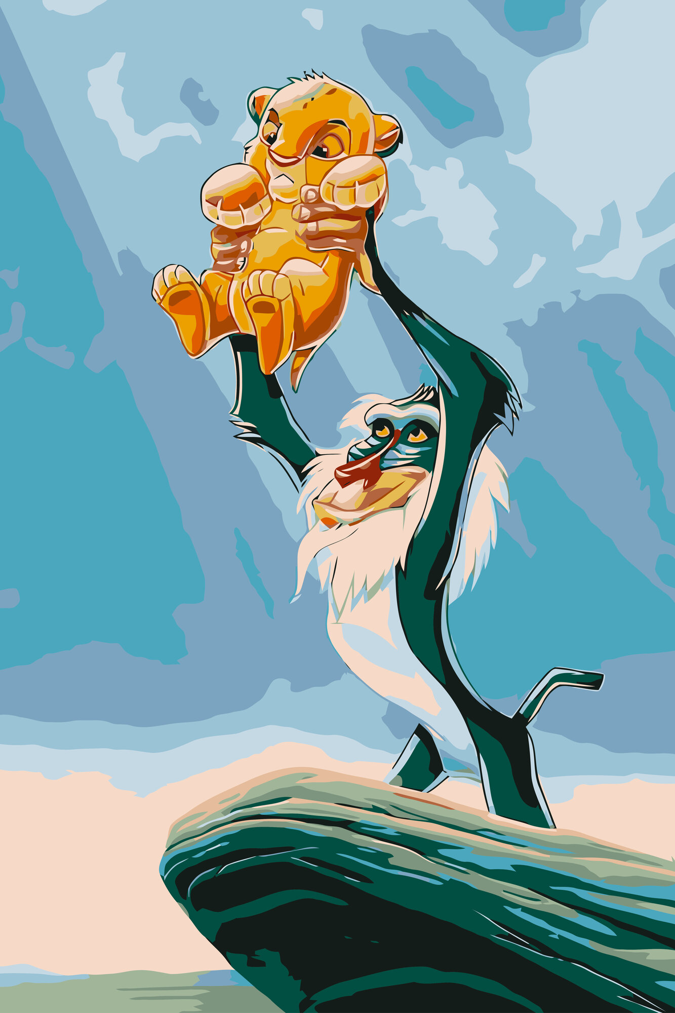 Картина по номерам Y-967 "Король Лев мультфильм. Муфаса, Нала и Рафики" 50x70