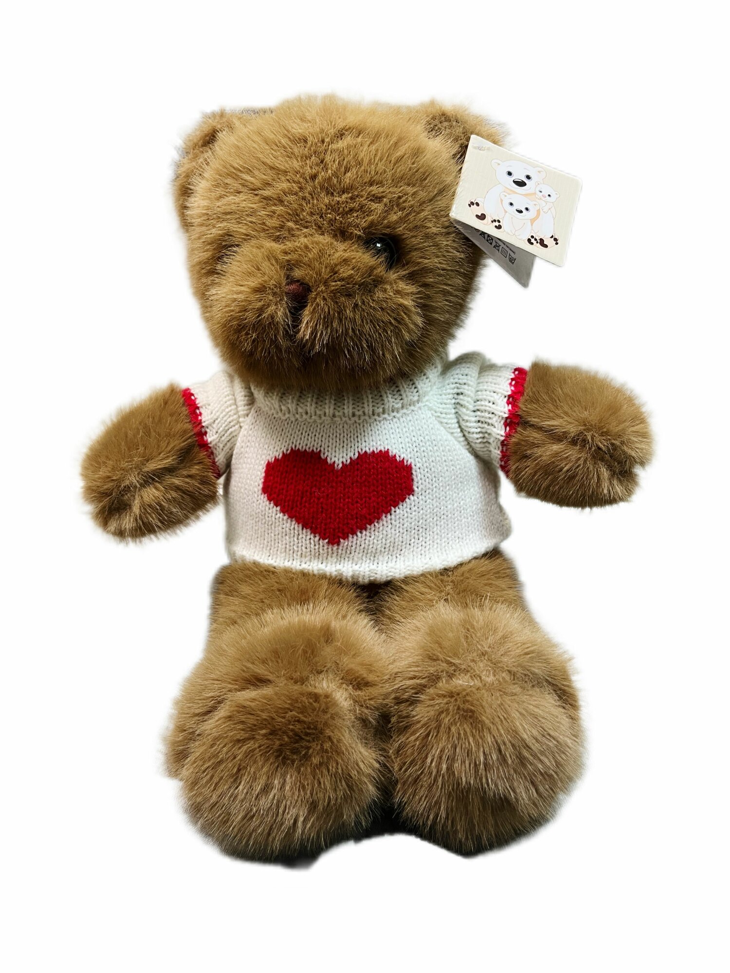 Мягкая игрушка Мишка , в кофте с сердцем, коричневый 30 см