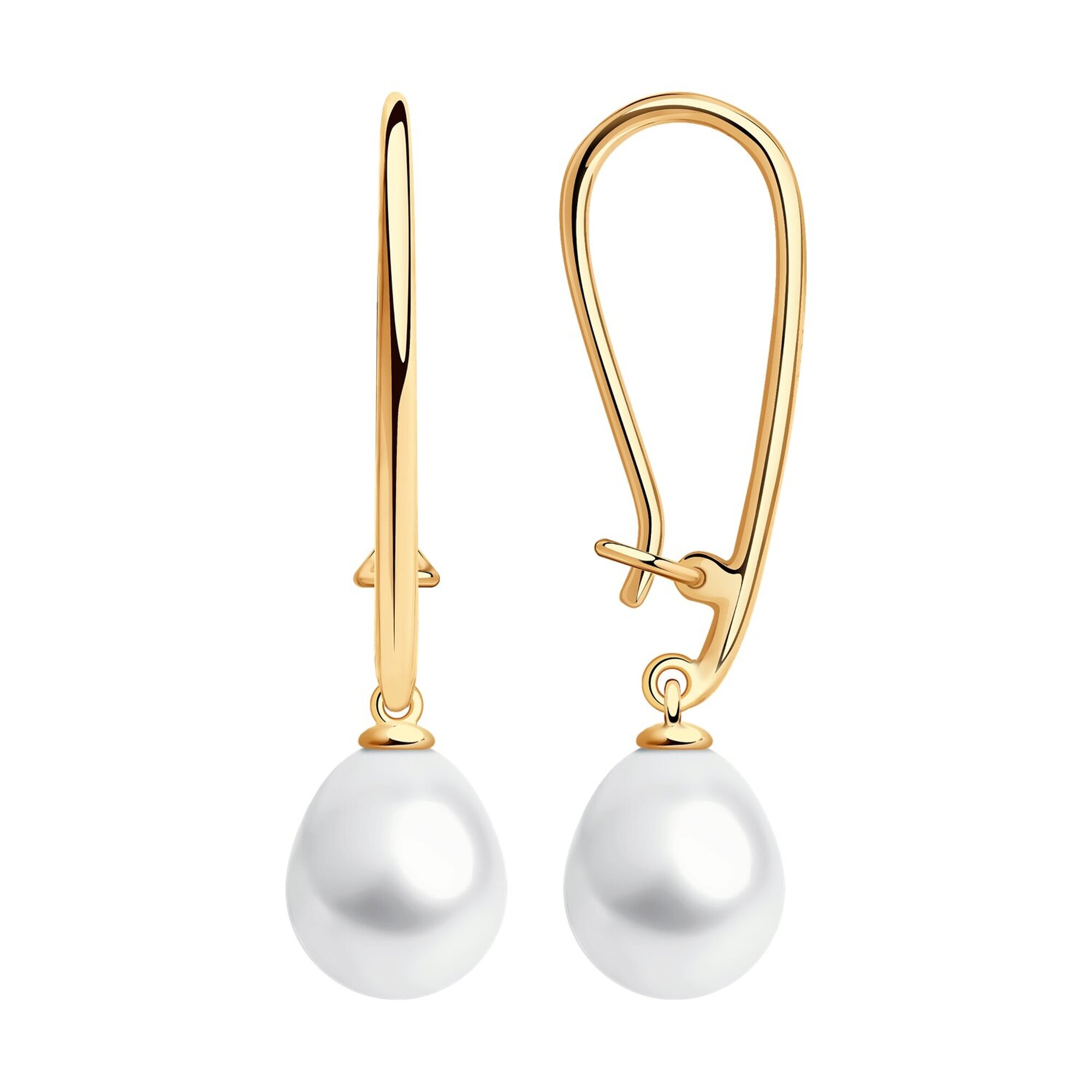 Серьги, красное золото, 585 проба, жемчуг