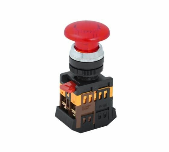 Кнопка AЕLА-22 "грибок" красн. неон 240В (1з+1р) ИЭК, BBG20-AELA-K04