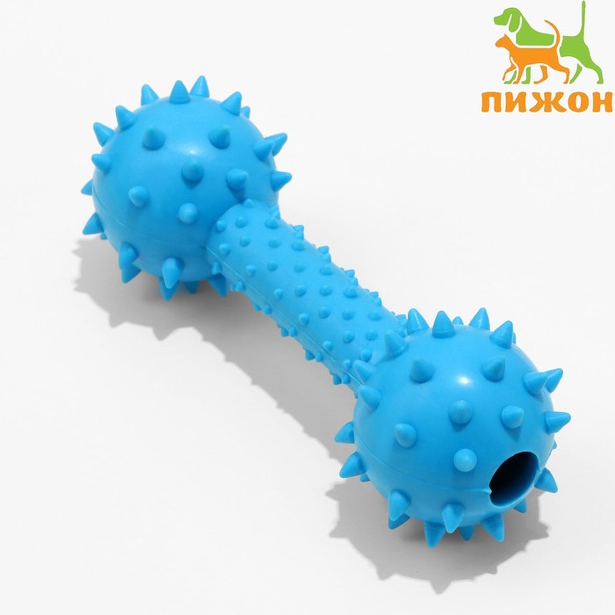 Игрушка для собак Пижон "Грозная гантель", жевательная, с шипами, термопластичная резина, 15х5 см