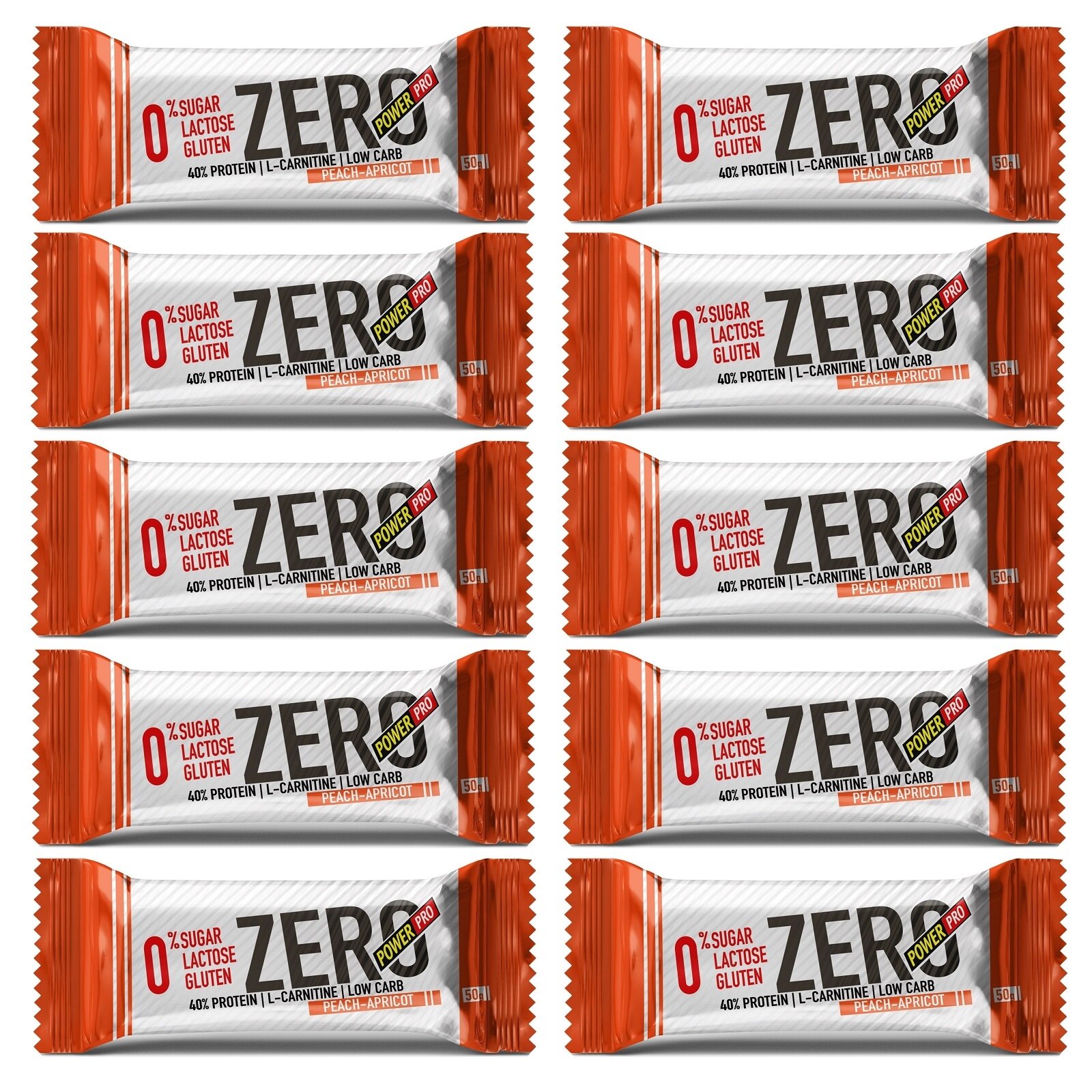Протеиновый батончик 40% ZERO 10 шт 50 гр (Power Pro) Персик-абрикос