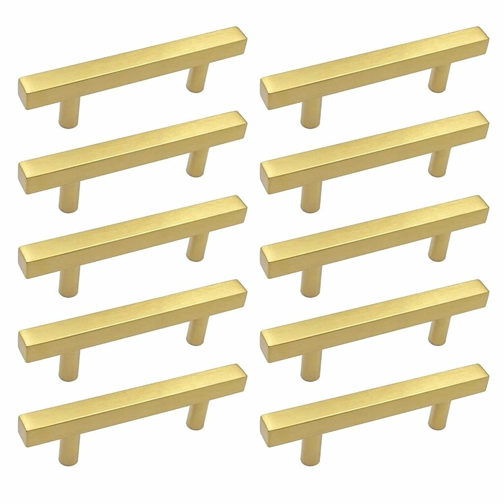 Аппаратные средства+набор из 10 предметов, квадратная золотая дверная ручка шкафа-длина 150 мм