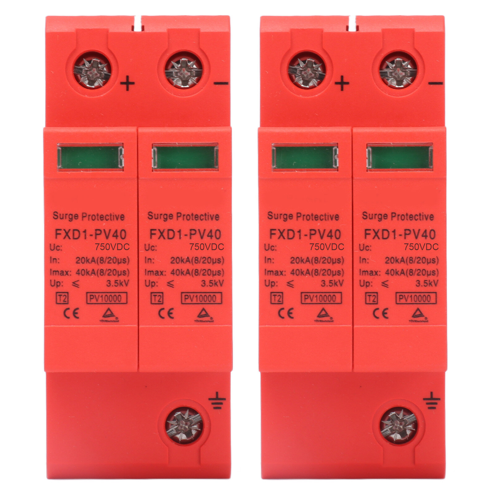2 шт. 40KA DC фотоэлектрический SPD защитное устройство FXD1-PV40, 2P разрядник для безопасной защиты системы постоянного тока