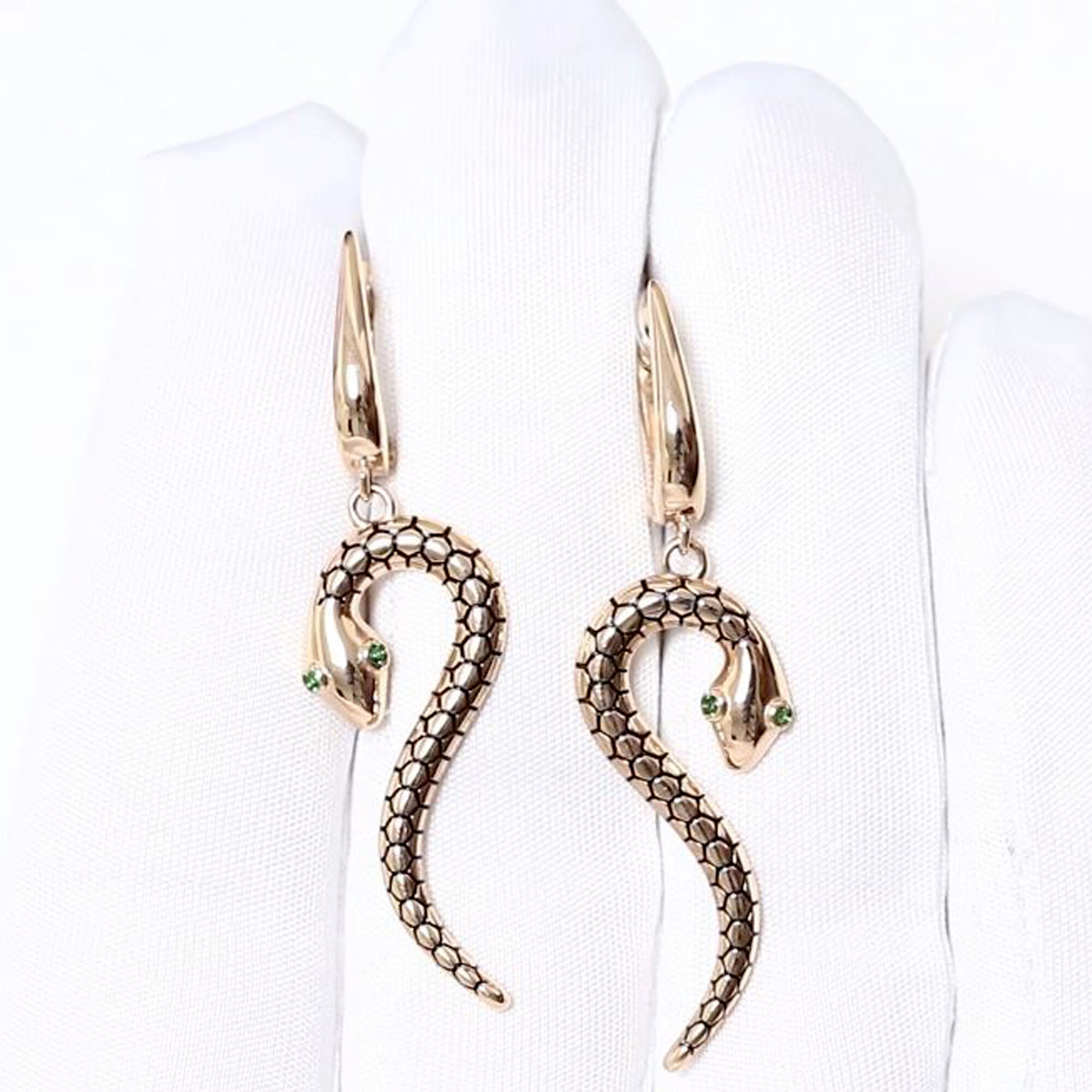 Серьги, красное золото, 585 проба, эмаль, фианит