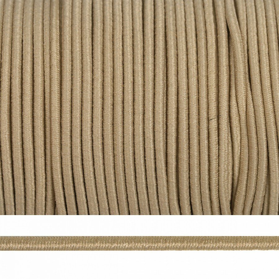 Резинка-шнур 2,5мм шляпная круглая TBY цв. F308 бежевый боб.100м