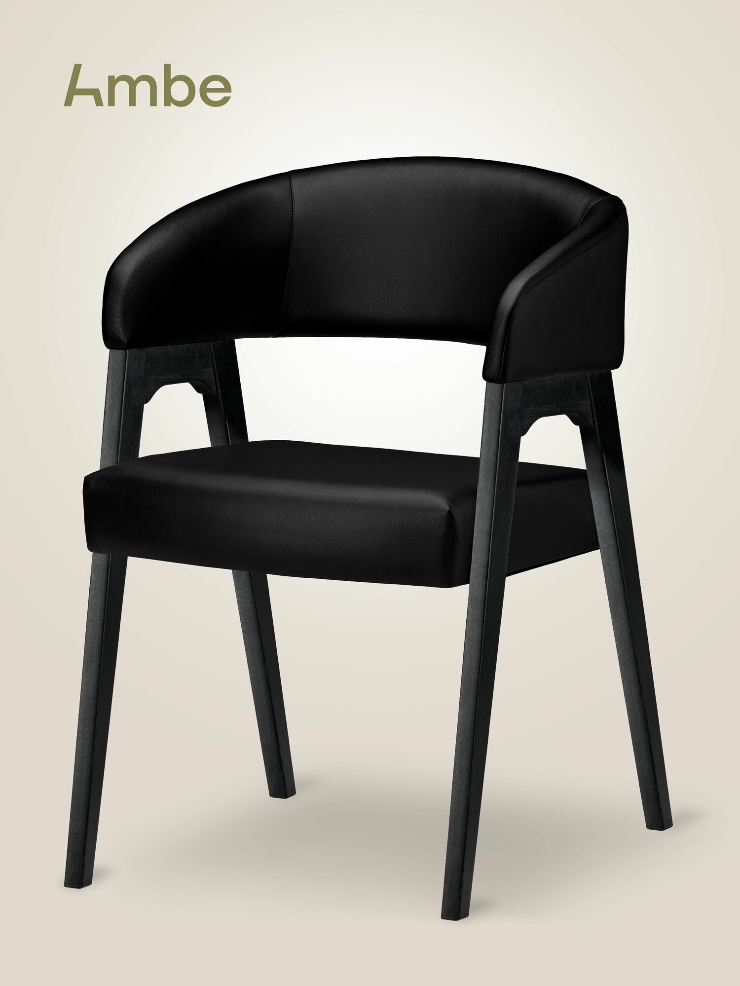 Стул для кухни Ambe Мэйтон, кресло из массива бука, Черный, Черная экокожа