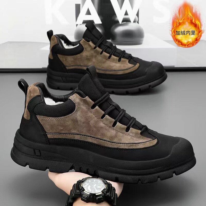 Мужские зимние ботинки для снега, с флисовой подкладкой, тёплые, высокие, водонепроницаемые, нескользящие, рабочие ботинки для улицы, ботинки Martin