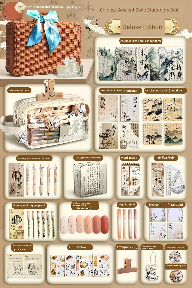 Набор канцелярских принадлежностей в китайском стиле в подарочной коробке для девочек на день рождения, День защиты