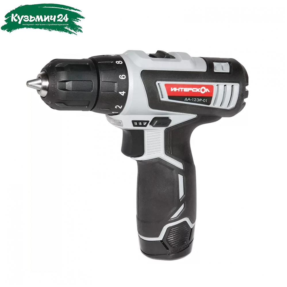 Дрель-шуруповерт Интерскол ДА-12ЭР Li-ion аккумуляторная, 1 шт.